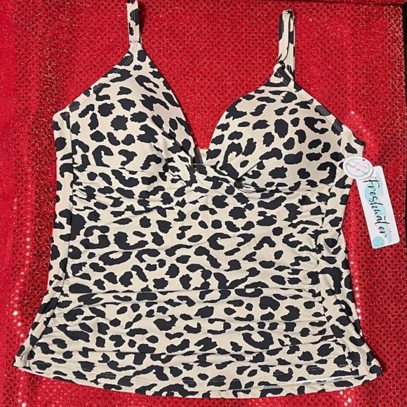 Freshwater | Swim | Nwt New Freshwater Tankini Swim Top Large Cheetah ...